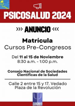 Cursos precongreso en PSICOSALUD 2024